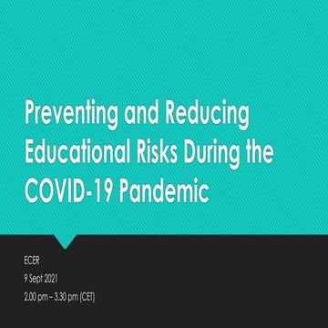 Preventing and reducing educational risks during the covid 19 pandemic ...
