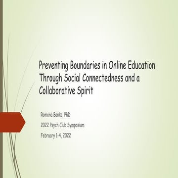 Preventing Boundaries in Online Education Through Social Connectedness ...