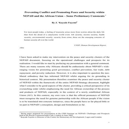 Preventing conflict and promoting peace and security within nepad and ...