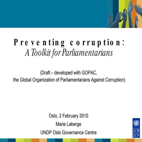 Preventing Corruption: a Toolking For Parliamentarians | PPT