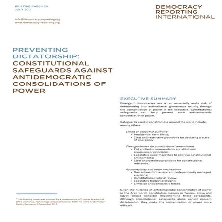 Preventing Dictatorship: Constitutional Safeguards Against ...