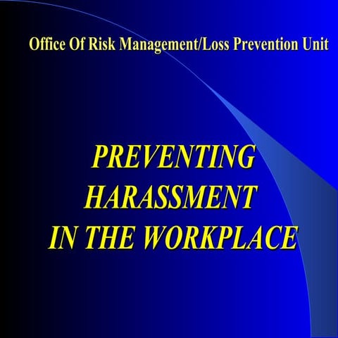 Preventing Harassment In Workplace Training Ppt