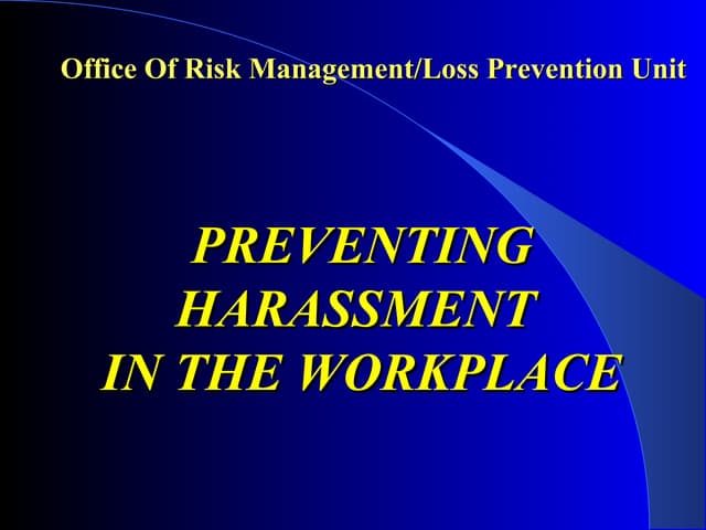 Preventing Harassment In Workplace Training Ppt