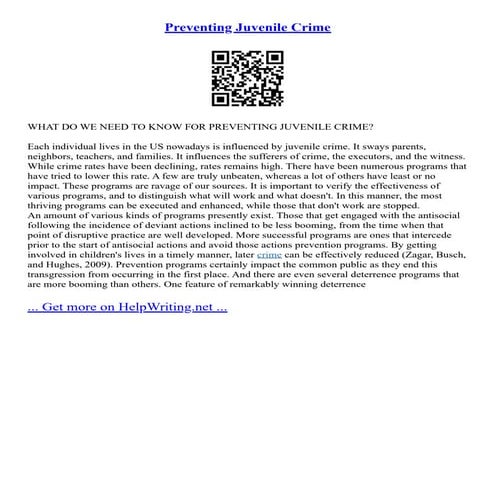 Preventing Juvenile Crime | PDF
