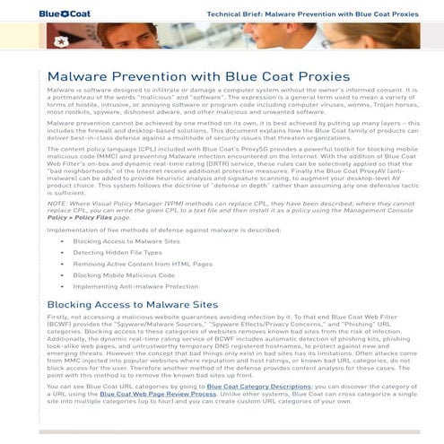 Preventing Malware Using Bluecoat Pdf Antivirus Software Computer Software And Applications