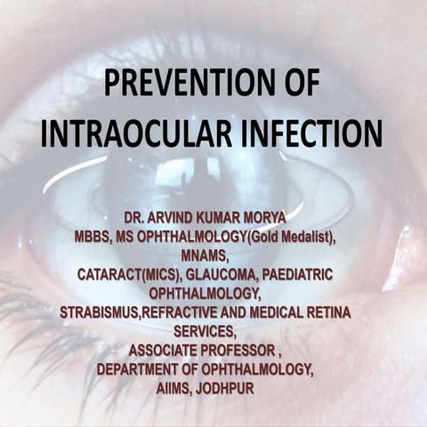 Prevention of Intraocular Infection in Pre-op and Post-op Ocular ...