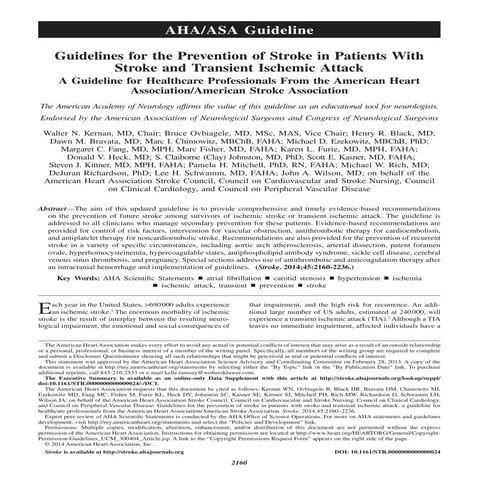 Prevention of stroke in patients with tia | PDF