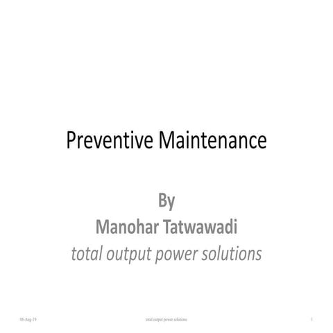 PPT ON PREVENTIVE MAINTENANCE | PDF