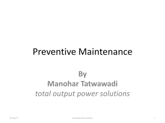 PPT ON PREVENTIVE MAINTENANCE | PDF