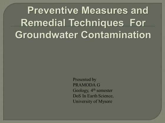 Groundwater Contamination and prevention | PPTX