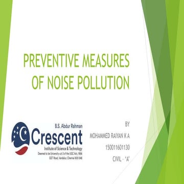 Preventive Measures of Noise Pollution | PPTX