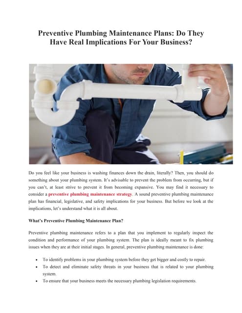 Plumbing Preventive Maintenance in Commercial Buildings | PPT