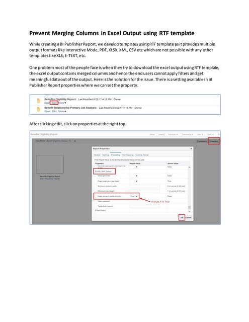 Prevent Merging Columns In Excel Output Using Rtf Template Pdf