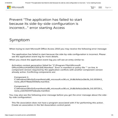 Prevent The Application Has Failed To Start Because Its Side By Side Configuration Is Incorrect