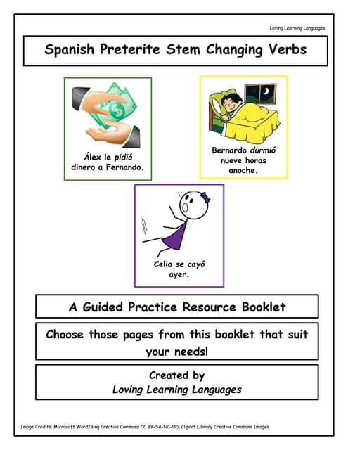 Spanish verbs with spelling changes verbs ending in guir | PDF