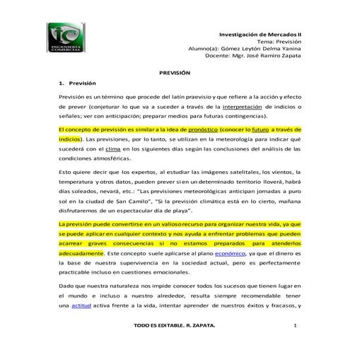 La prevision | PDF