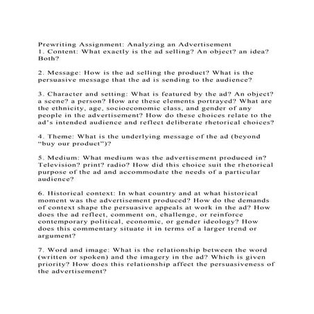 Print advert analysis template | DOCX