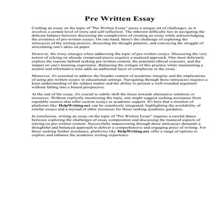 Pre Written Essay | PDF