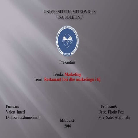 Restaurant Ibri dhe marketingu i tij | PPT