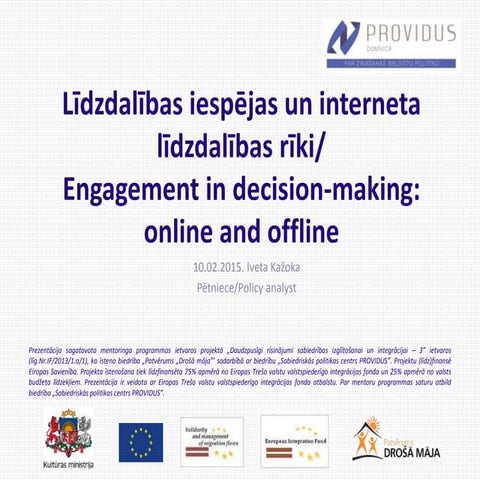 Līdzdalības iespējas un interneta līdzdalības rīki | PPTX
