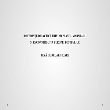 Referinte didactice privind planul Marshall | PPT