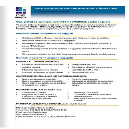 Prezentare curs lucrator comercial | PDF