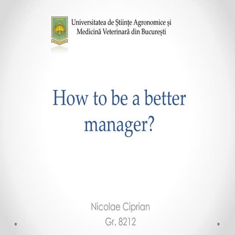 How to be a better manager? | PPT