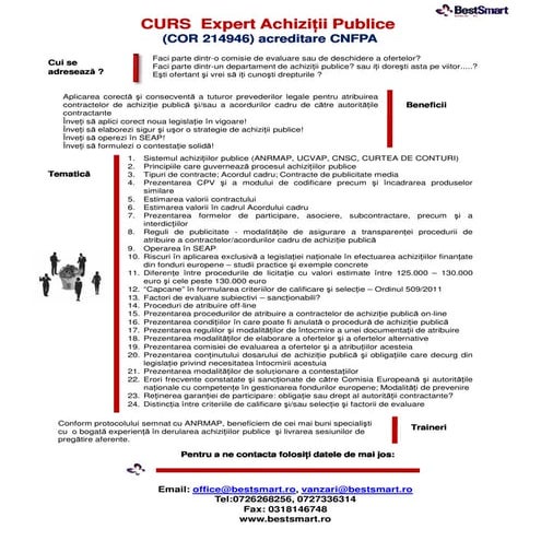 Prezentare Curs Expert Achizitii Publice | PDF