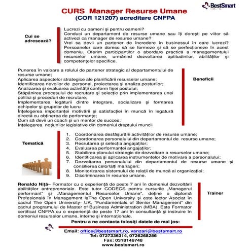 Prezentare Curs Manager Resurse Umane | PDF