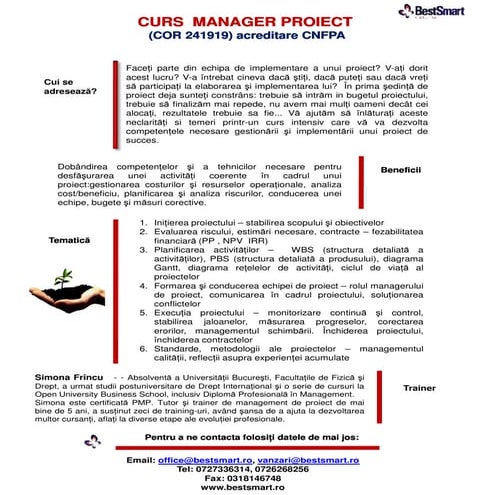 Prezentare Curs Manager de Proiect | PDF