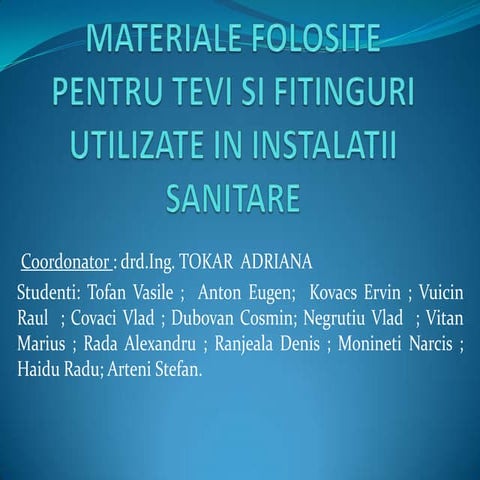 Referat materiale instalatii sanitare | PPTX