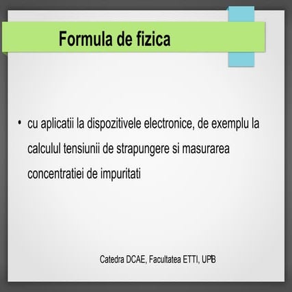 Miron J Cristea, O noua formula de fizica cu aplicatii | PPT