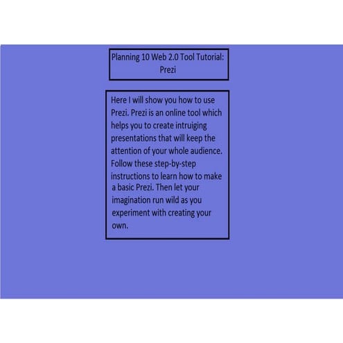 How to Use Prezi: A Planning 10 Project | PDF