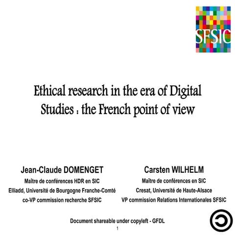Ethical research in the era of Digital Studies : the French point of ...