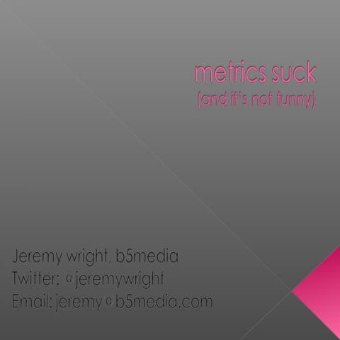 Jeremy Wright - Metrics Suck | PPT | Obscenity and Profanity | Sensitive Topics
