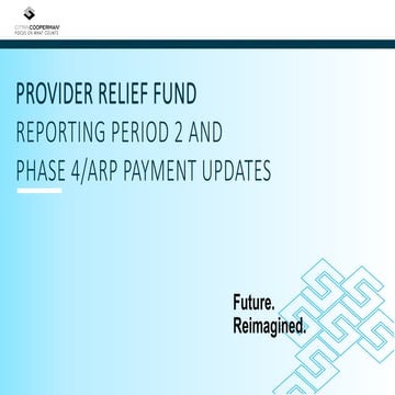 How About Provider Relief Funds: Deadlines, Reporting, and Auditing ...