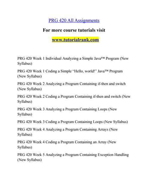 PRG 420 Massive success / tutorialrank.com PRG 420 Massive success / tutorialrank.com