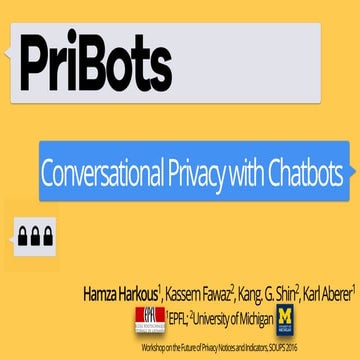 PriBots: Conversational Privacy with Chatbots (at SOUPS 2016) | PDF