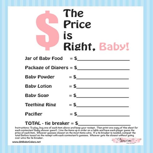 The Price is Right Baby Shower Game (Blue) | PDF
