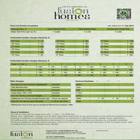 Price list Of Fusion Homes | PDF