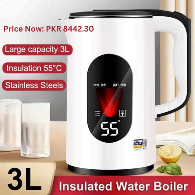 Insulated 55℃ Boil Water Electric Kettle | PDF