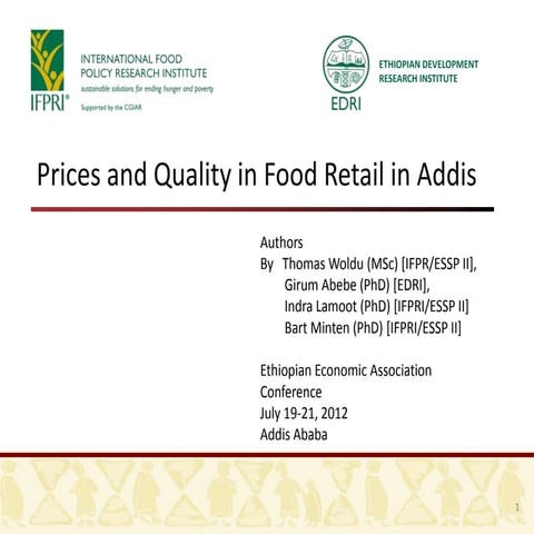 Prices and quality in food retail in addis | PPTX