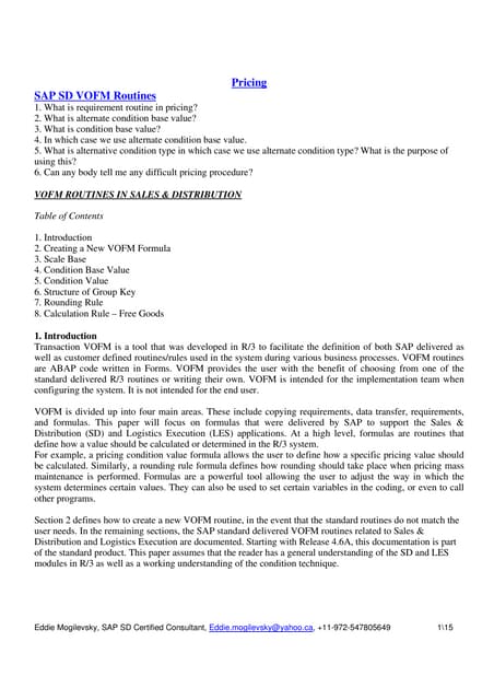 Here are the 16 pricing elements in pricing procedure and description for each | DOCX