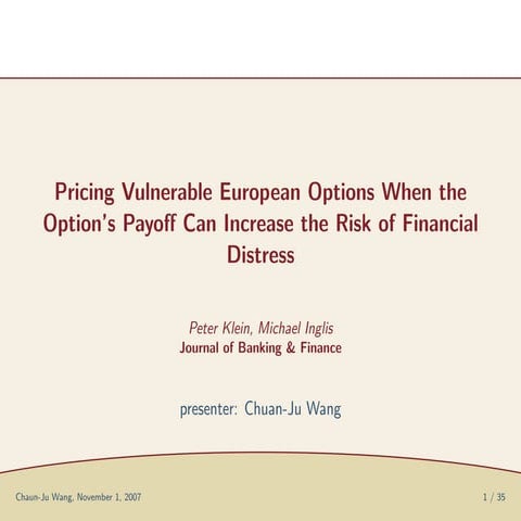 Pricing Vulnerable European Options | PDF