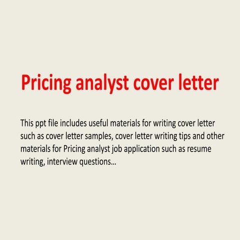 Pricing analyst cover letter | PPTX