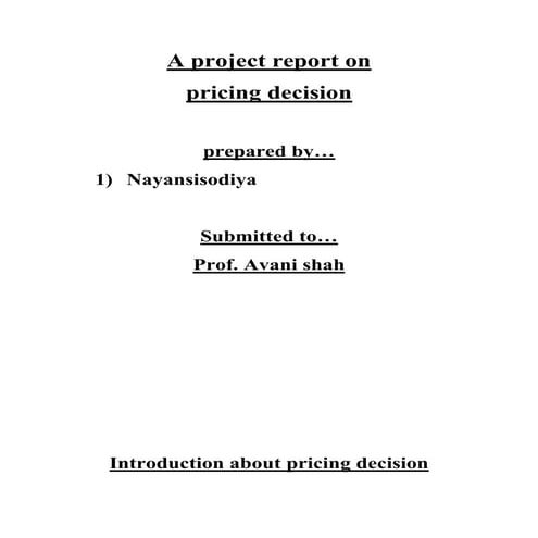 Pricing decision report with introduction to conclusion | DOCX