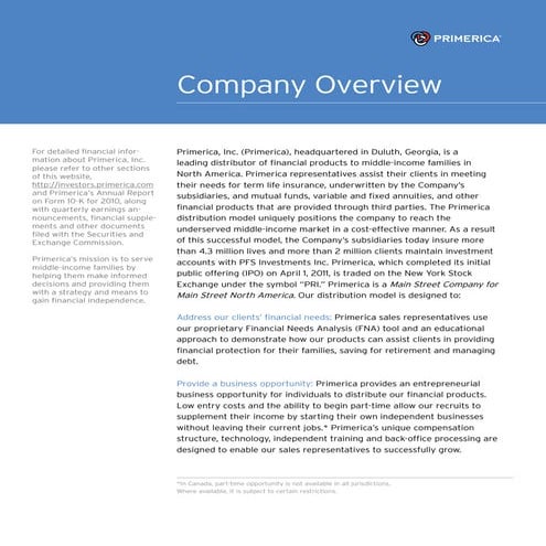 Company Overview | PDF | Life Insurance | Insurance