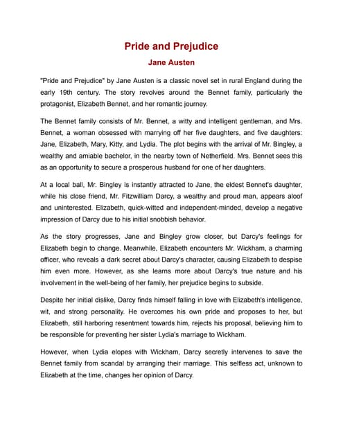 Jane Austen's Pride and Prejudice | PPTX