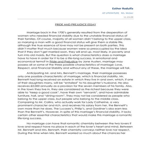 Pride and prejudice essay | DOCX