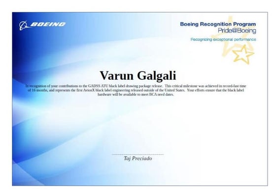 Pride@Boeing - Exceptional Performance Award | PDF